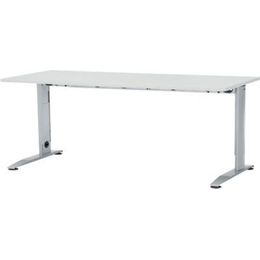 Sch&auml;fer Shop Sch&auml;fer Shop Select Schreibtisch LOGIN, manuell h&ouml;heneinstellbar, C-Fu&szlig;, B 1800 x T 800 x H 660-820 mm, lichtgrau/wei&szlig;alu