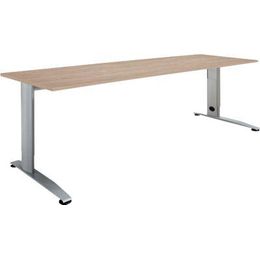 Sch&auml;fer Shop Sch&auml;fer Shop Select Schreibtisch LOGIN, manuell h&ouml;heneinstellbar, C-Fu&szlig;, B 1600 x T 800 x H 660-820 mm, Eiche/wei&szlig;alu