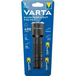 LED-Taschenlampe Varta Aluminium Light F30 Pro, 400 lm, 150 m Reichweite, bis 50 h, inkl. 3 AAA Batterien, ⌀ 36 x H 129 mm, Aluminium, schwarz