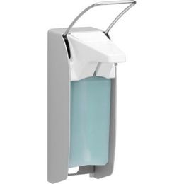 Seifenspender Ingo-Man, Wandmontage, manuell, bis 1000 ml, B 95 x T 170 x H 350 mm, Aluminium & Stahl, inkl. 500 ml Desinfektionsmittel