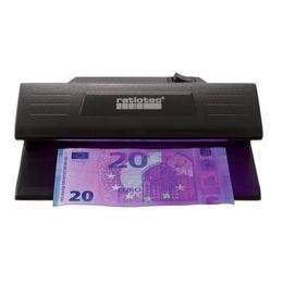 Geldscheinpr&uuml;fer ratiotec&reg; Soldi 120, f&uuml;r alle W&auml;hrungen, mit 3 W UV-LED, L 185 x B 85 x H 79 mm, schwarz
