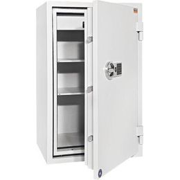 Tresor Salvus Venezia 93 EL, Feuerwiderstand LFS 60P nach EN 15659, Sicherheitsstufe S 2, Elektronikschloss, 2 Fachb&ouml;den & 1 ausziehbare Schublade, B 565 x T 450 x H 972 mm, lichtgrau RAL 7035