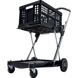 Klappmobil Clax&reg;, 2 Etagen, Tragkraft bis 60 kg, Lenk- & Bockrollen, inkl. 46 l Klappbox, Aluminium & Kunststoff, schwarz/schwarz