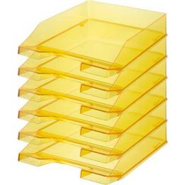 Ablagekorb HAN Klassik, f&uuml;r Format A4/C4, mit Beschriftungsfeld, stapelbar, B 255 x T 348 x H 65 mm, Kunststoff, gelb/transparent, 6 St&uuml;ck