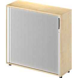 Sch&auml;fer Shop Sch&auml;fer Shop Genius Querrollladenschrank TETRIS WOOD, 3 OH, B 1200 mm, H&ouml;he inkl. Gleiter, Ahorn-Dekor