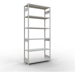 SCHULTE LAGERTECHNIK Schulte MULTIplus250 Steckregal, Grundregal, 7 Fachb&ouml;den, bis 250 kg je Fachboden, werkzeuglos montierbar, B 1300 x T 500 x H 3000, lichtgrau