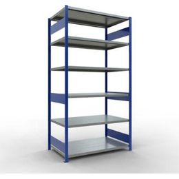 SCHULTE LAGERTECHNIK Schulte MULTIplus250 Steckregal, Grundregal, 6 Fachb&ouml;den, bis 250 kg je Fachboden, werkzeuglos montierbar, B 1300 x T 800 x H 2500, enzianblau/verzinkt
