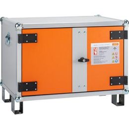 CEMO Akku-Ladeschrank Premium 8/5, 1-phasig, mit CH-Stecker, bel&uuml;ftet, Stapelf&uuml;&szlig;e, B 890 x T 660 x H 620 mm, lichtgrau/reinorange