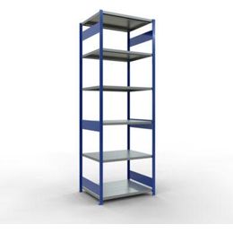 SCHULTE LAGERTECHNIK Steckregal MULTIplus250, Grundregal, B 1000 x T 800 x H 3000 mm, 7 Fachb&ouml;den, RAL 5010 enzianblau/verzinkt