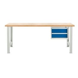Sch&auml;fer Shop Modulare Werkbank Sch&auml;fer Shop Select, Grundeinheit, Buche Multiplexplatte, bis 500 kg, B 2000 x T 700 x H 840 mm, Enzianblau ral 5010