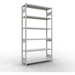 SCHULTE LAGERTECHNIK Schulte MULTIplus250 Steckregal, Grundregal, 6 Fachb&ouml;den, bis 250 kg je Fachboden, werkzeuglos montierbar B 1300 x T 400 x H 2500, lichtgrau
