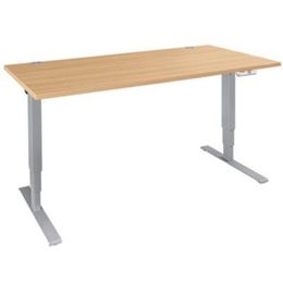 Sch&auml;fer Shop Sch&auml;fer Shop Genius Schreibtisch AERO FLEX, elektrisch h&ouml;henverstellbar, Rechteck, T-Fu&szlig;, B 1200 x T 800 x H 620-1280 mm, Buche/wei&szlig;alu