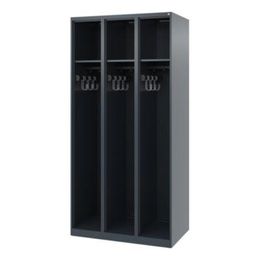 C+P Feuerwehrspind Evolo, Modell EXPERT, 3 Abteile, B 900 x T 500 x H 1850 mm, Bodengleiter, anthrazitgrau RAL 7016