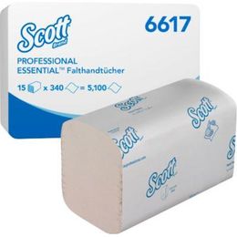 Scott&reg; Interfold Papierhandt&uuml;cher Essential 6617, 1-lagig, 15 P&auml;ckchen &aacute; 340 T&uuml;cher, wei&szlig;