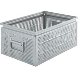 Sch&auml;fer Shop Sch&auml;fer Shop Select Stapelbox, gelocht, mit Fallgriffen, 26,5 l, 150 kg, L 449 x B 308 x H 201 mm, Stahlblech, galvanisch verzinkt