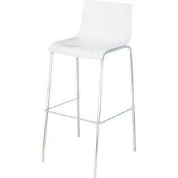 meet by Paperflow Barhocker HARPER, R&uuml;ckenlehne, stapelbar, B 390 x T 320 x H 760 mm, Polypropylen und verchromter Stahl, wei&szlig;, 2 St&uuml;ck