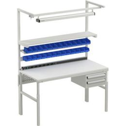 treston Arbeitstischsystem TPH715, manuell h&ouml;henverstellbar, Melaminplatte, B 1500 x T 700 x H 650&ndash;900 mm, 300 kg, lichtgrau