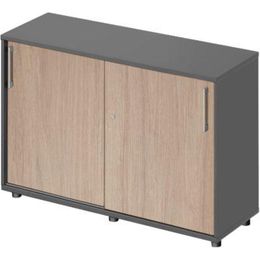 Sch&auml;fer Shop Sch&auml;fer Shop Genius Schiebet&uuml;renschrank TETRIS WOOD, 2 OH, B 1200 mm, H&ouml;he inkl. Gleiter, graphit/Eiche
