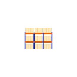 SCHULTE LAGERTECHNIK Schulte Palettenregal, Grundregal, B 8444 x T 1100 x H 3000 mm, 3 Ebenen, Palettengewicht bis 1000 kg, Feldlast 7070 kg, blau/orange