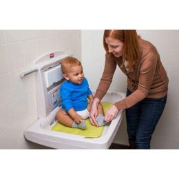 Baby-Wickelstation Rubbermaid&reg;, f&uuml;r die horizontale Wandmontage, antimikrobiell, klappbar, Ablage, Halterung f&uuml;r bis zu 40 Unterlagen, PP, platin