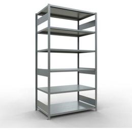 SCHULTE LAGERTECHNIK Schulte MULTIplus250 Steckregal, Grundregal, 6 Fachb&ouml;den, bis 250 kg je Fachboden, werkzeuglos montierbar B 1300 x T 800 x H 2500, silbergrau