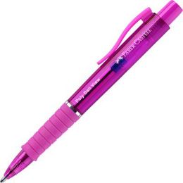 Kugelschreiber Faber-Castell Poly Ball View, Schreibfarbe blau, Strichbreite 0,6 mm, dokumentenecht, auswechselbare Mine, Gummigriff, electric fuchsia