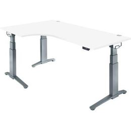 Sch&auml;fer Shop Sch&auml;fer Shop Genius Schreibtisch ERGOSTYLE S, 90&deg;, Ansatz links, elektrisch h&ouml;henverstellbar, C-Fu&szlig;, zweistufig, B 2000 x T 800 x H 645-1305 mm, inkl. Memory Master, Ahorn/anthrazit