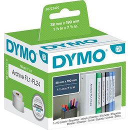 Dymo LabelWriter Ordner-Etiketten, 38 x 190 mm, 1 x 110 St&uuml;ck, wei&szlig;