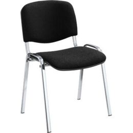 Nowy Styl Stapelstuhl ISO Basic, ohne Armlehnen, 4-Fu&szlig;gestell, Stoffbezug, stapelbar bis 12 St&uuml;ck, B 545 x T 560 x H 820 mm, Bezug schwarz, Gestell verchromt