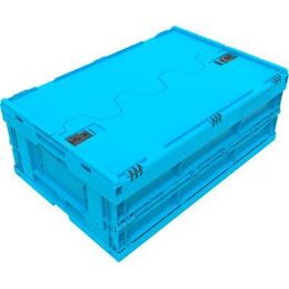 EURO-Ma&szlig; Faltbox 6422 NG DL, mit Deckel, f&uuml;r Lager- und Mehrwegtransport, 41,4 Liter, blau
