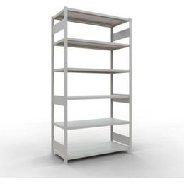 SCHULTE LAGERTECHNIK Schulte MULTIplus250 Steckregal, Grundregal, 6 Fachb&ouml;den, bis 250 kg je Fachboden, werkzeuglos montierbar, B 1300 x T 600 x H 2500, lichtgrau