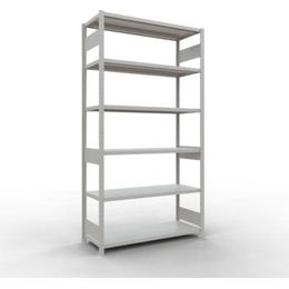 SCHULTE LAGERTECHNIK Schulte MULTIplus250 Steckregal, Grundregal, 6 Fachb&ouml;den, bis 250 kg je Fachboden, werkzeuglos montierbar, B 1300 x T 500 x H 2500, lichtgrau