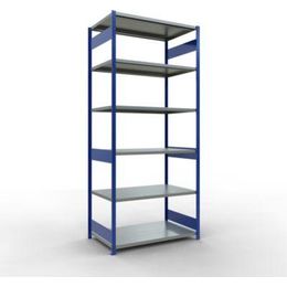 SCHULTE LAGERTECHNIK Schulte MULTIplus250 Steckregal, Grundregal, 7 Fachb&ouml;den, bis 250 kg je Fachboden, werkzeuglos montierbar, B 1300 x T 800 x H 3000, enzianblau/verzinkt