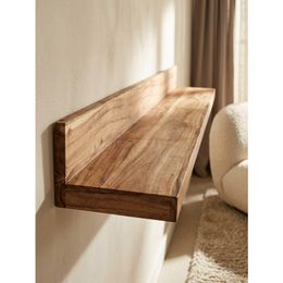 KADIMA DESIGN Wandregal MUMBAI Massivholz H&auml;ngend Landhausstil, Akazie 160x24x17 cm