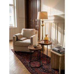 KADIMA DESIGN Beistelltisch Set &ndash; 2-teilig Massivholz Metallgestell schmal