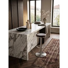 KADIMA DESIGN Barhocker Edelstahl H&ouml;henverstellbar Drehbar Standfu&szlig; Gepolstert, Braun 38x38x82 cm
