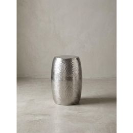 KADIMA DESIGN Beistelltisch &ndash; Rund Aluminium Silber Hammerschlag 30x49,5x30 cm orientalisch schmal