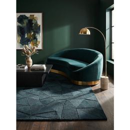 Wollteppich geometrisch Petrol 160 x 230 cm - DEBEN KADIMA DESIGN