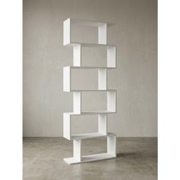 KADIMA DESIGN B&uuml;cherregal &ndash; Wei&szlig;, 70x23,5x190,5 cm, 6 F&auml;cher, schmal, offen