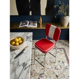 KADIMA DESIGN Barhocker Retro 50er Jahre Dinerstil Wei&szlig;, Rot 40x38x110 cm