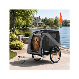 zoomundo Hundeanh&auml;nger Fahrradanh&auml;nger f&uuml;r Hunde - in Dunkelgrau/Schwarz - Silver Frame