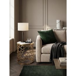 KADIMA DESIGN Beistelltisch &ndash; rund, Marmoroptik Wei&szlig;, Metall Gold, 46x46x55 cm