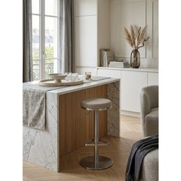 KADIMA DESIGN Barhocker Edelstahl H&ouml;henverstellbar Drehbar Standfu&szlig; Gepolstert, Beige 38x38x82 cm