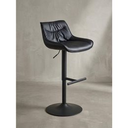KADIMA DESIGN Barhocker &ndash; Kunstleder Schwarz, R&uuml;ckenlehne, h&ouml;henverstellbar 86&ndash;106 cm, Trompetenfu&szlig;, 100 kg