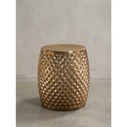 KADIMA DESIGN Beistelltisch &ndash; Rund Aluminium Gold Hammerschlag 32x42x32 cm orientalisch