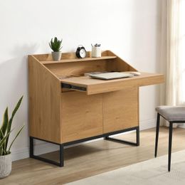 FineBuy Sekret&auml;r MDF 100cm Eiche Dekor Kompakt Schreibtisch mit Stauraum Home Office