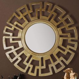 KADIMA DESIGN Wandspiegel Rund Metall Gold 60 cm Art d&eacute;co Stil