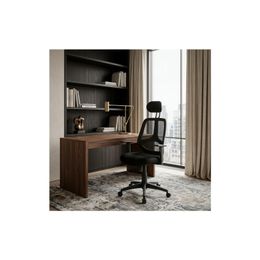 KADIMA DESIGN B&uuml;rostuhl Schwarz Stoff drehbar mit Armlehnen, Kopfst&uuml;tze und 120 kg Belastbarkeit X-XL