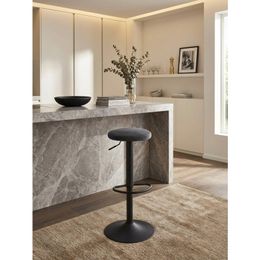 KADIMA DESIGN Barhocker Samt H&ouml;henverstellbar Ohne Lehne Drehbar Metallgestell, Grau 40x40x79 cm