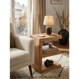 KADIMA DESIGN Beistelltisch Massivholz E Cube Landhausstil Design MUMBAI, Akazie 30x44x60 cm